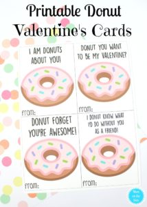 Donuts Valentine Cards for Kids - Free Printable