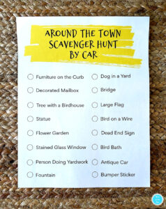 Around Town Scavenger Hunt - Free Printable