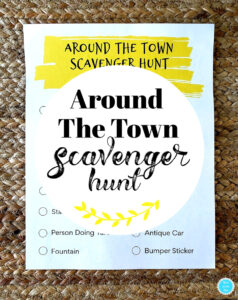 Around Town Scavenger Hunt - Free Printable