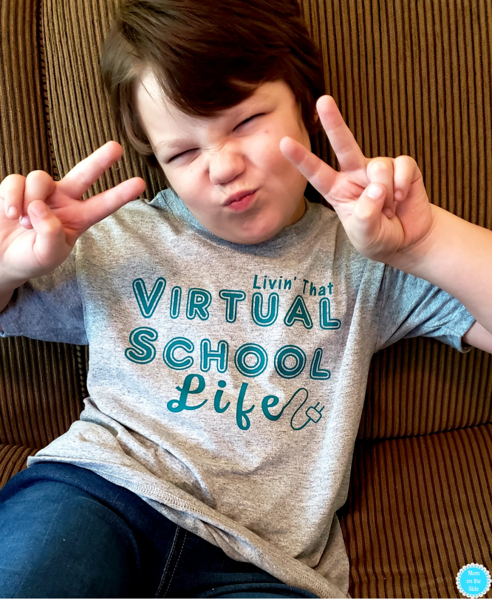 Virtual School Life Shirt Made with Circut Joy - Template Included