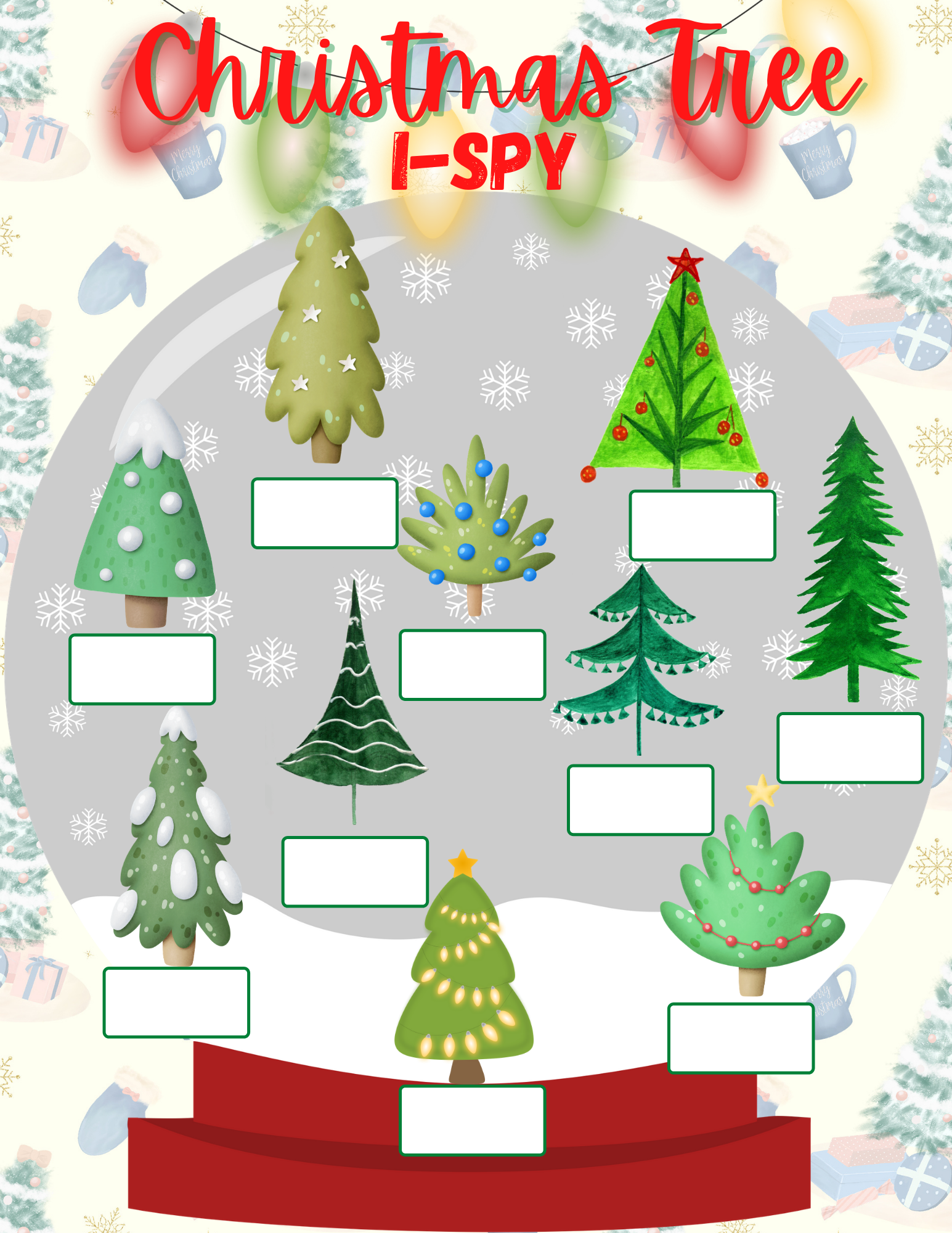Christmas Tree I Spy Printable Holiday Game for Kids