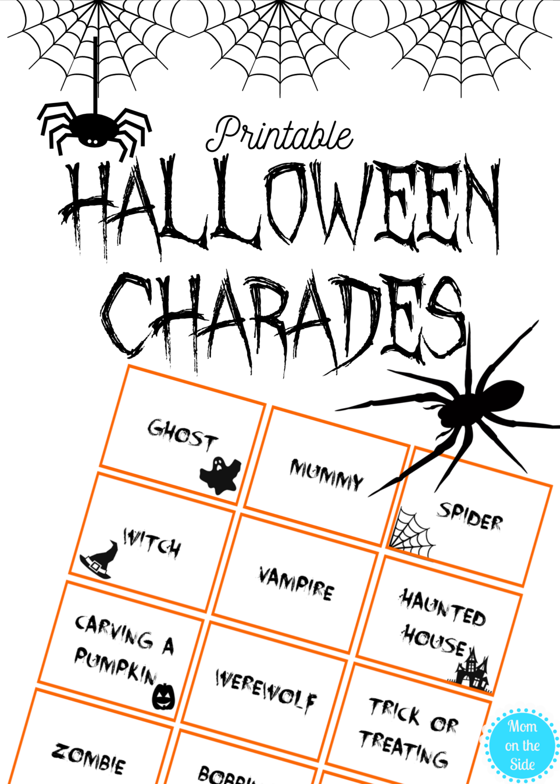 Halloween Charades Printable Cards for Halloween Family Game Night!