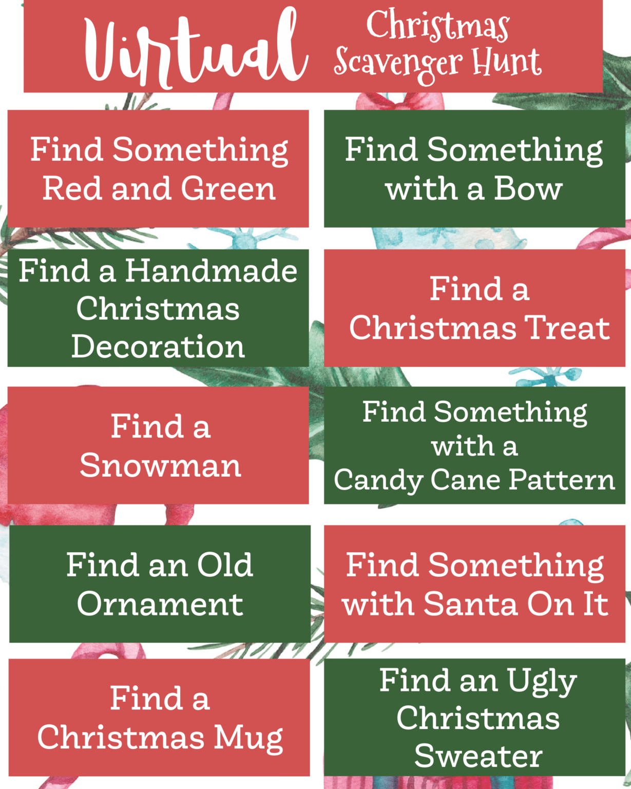Virtual Christmas Scavenger Hunt - Free Printable Clues