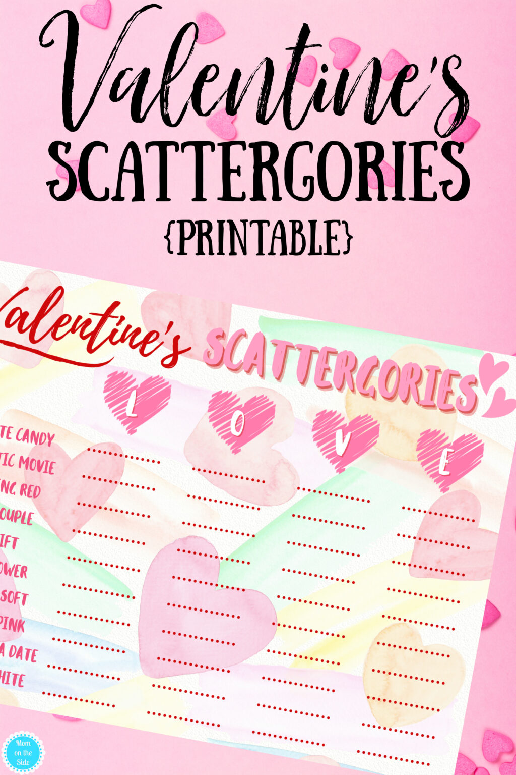 Printable Valentine Scattergories Game Using the Word LOVE