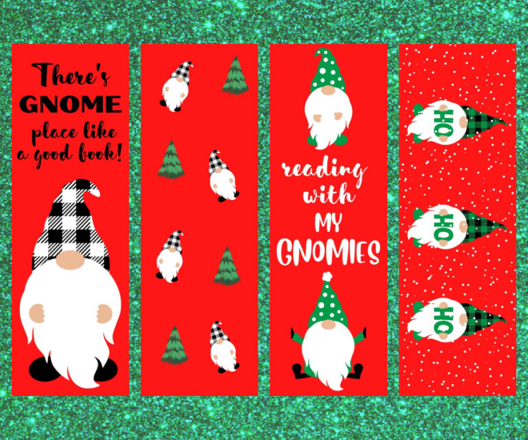 Christmas Gnome Bookmarks - 4 Free Designs