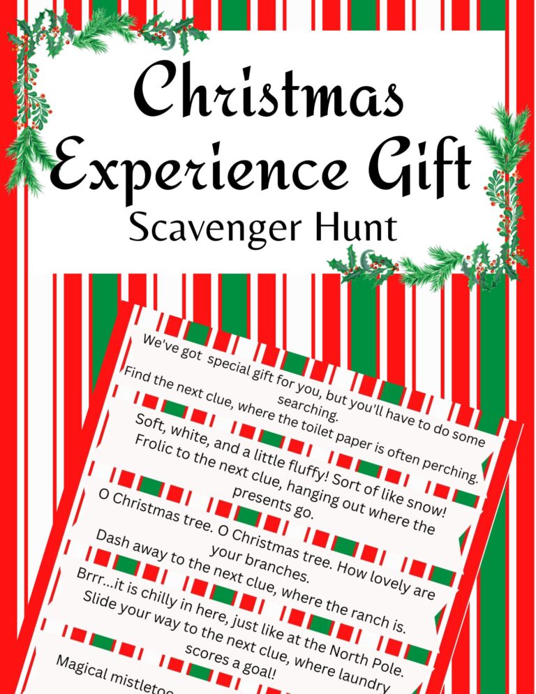 Christmas Experience Gift Scavenger Hunt - Free Printable