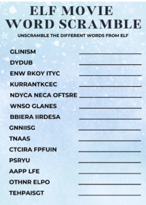 Elf Movie Night Activity Book - Free Printable